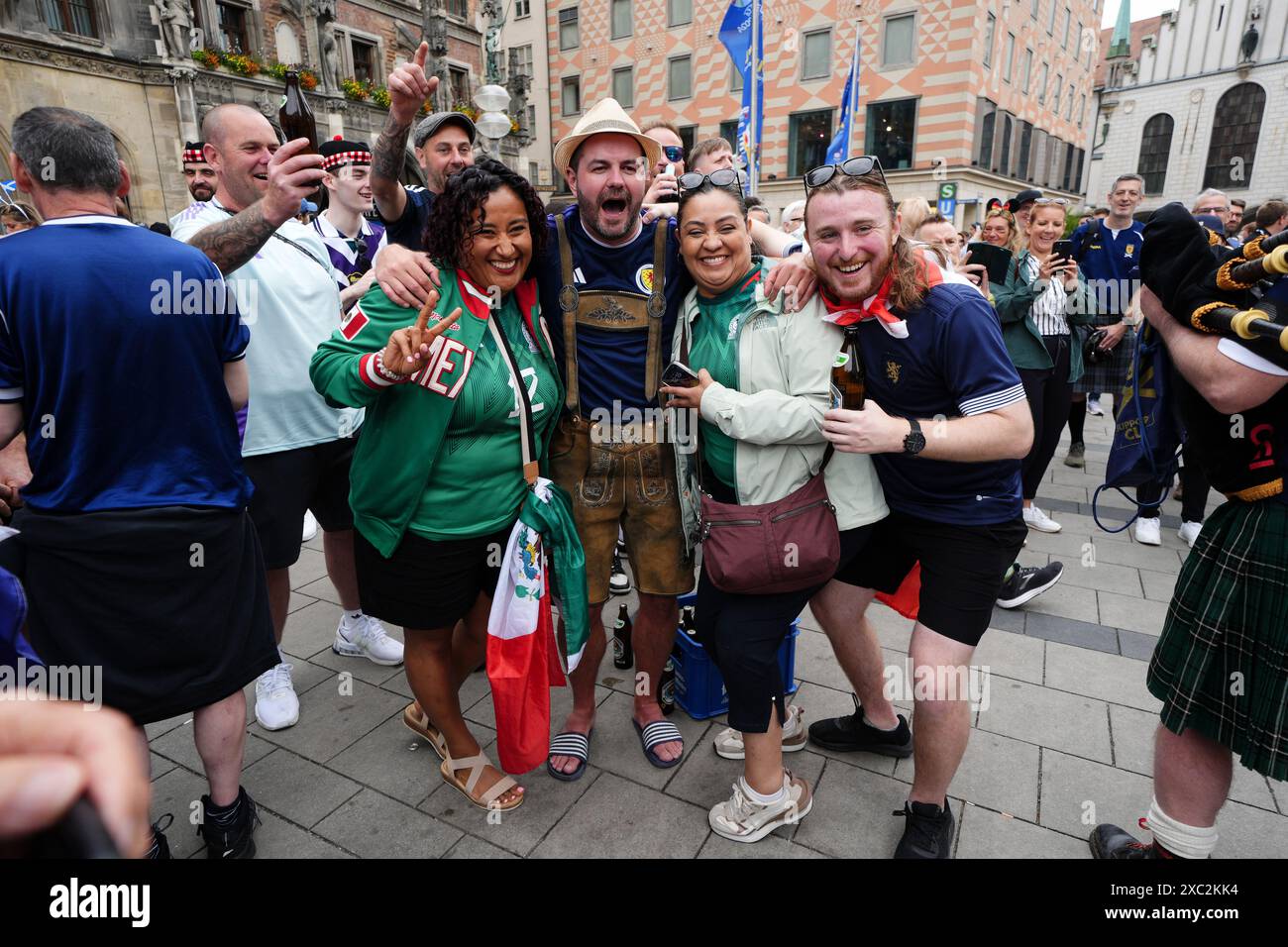 Scotland fans pose for a photo at Marienplatz square, Munich. Scotland ...