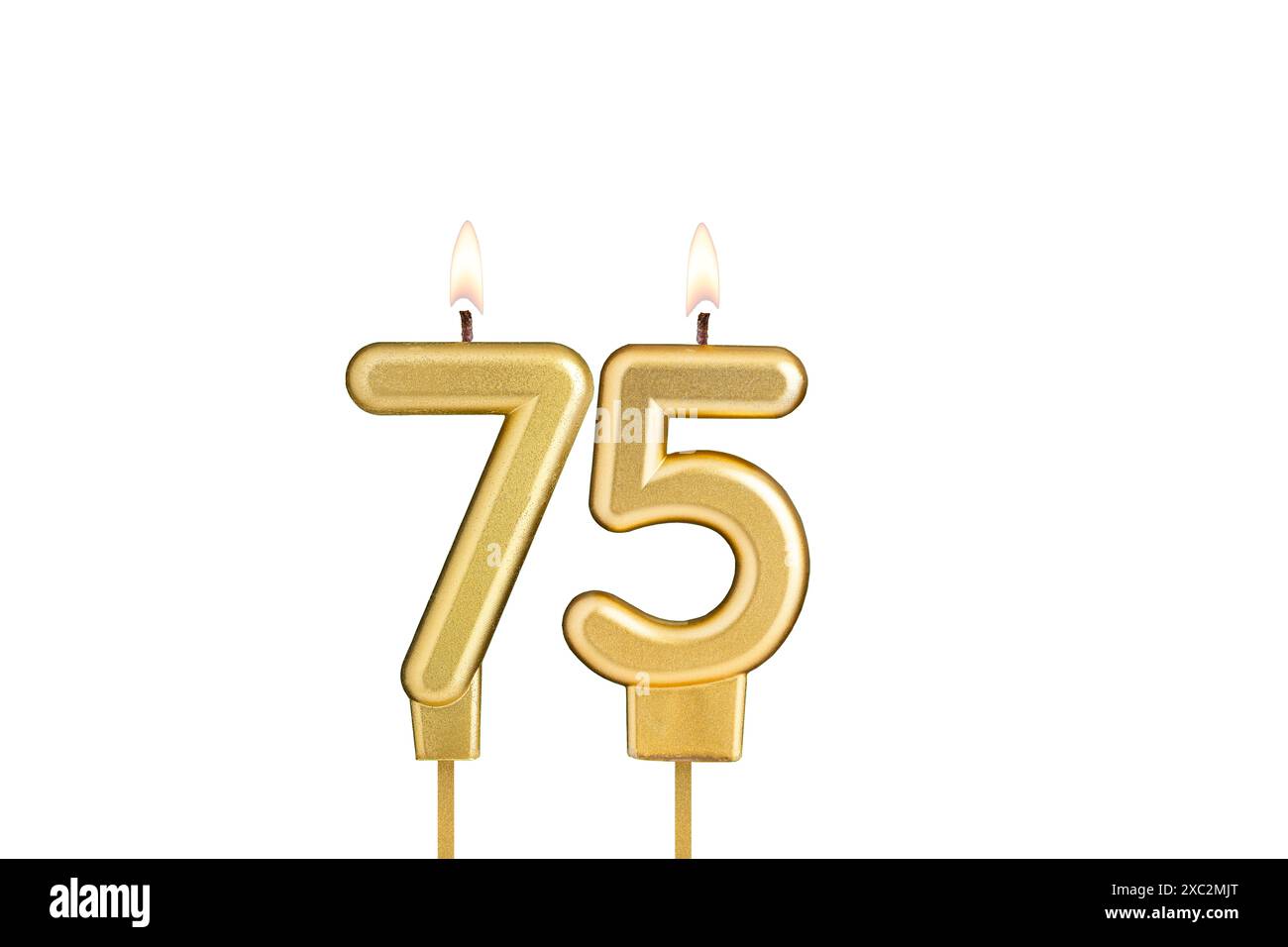 Birthday candle number 75 on white background Stock Photo - Alamy