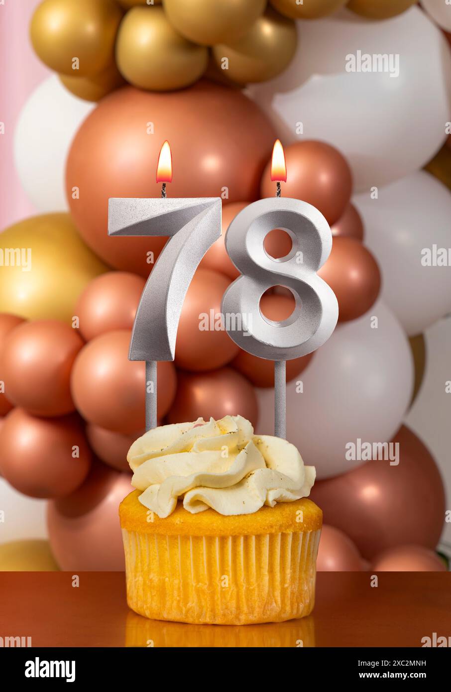 Birthday candle number 78 - Celebration balloons background Stock Photo ...