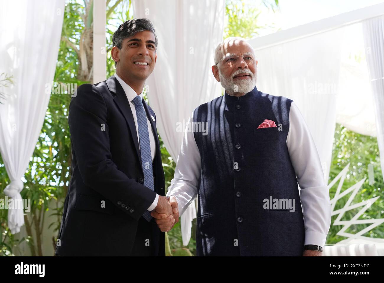 Prime Minister Rishi Sunak (left) attends a meeting with Prime Minister ...