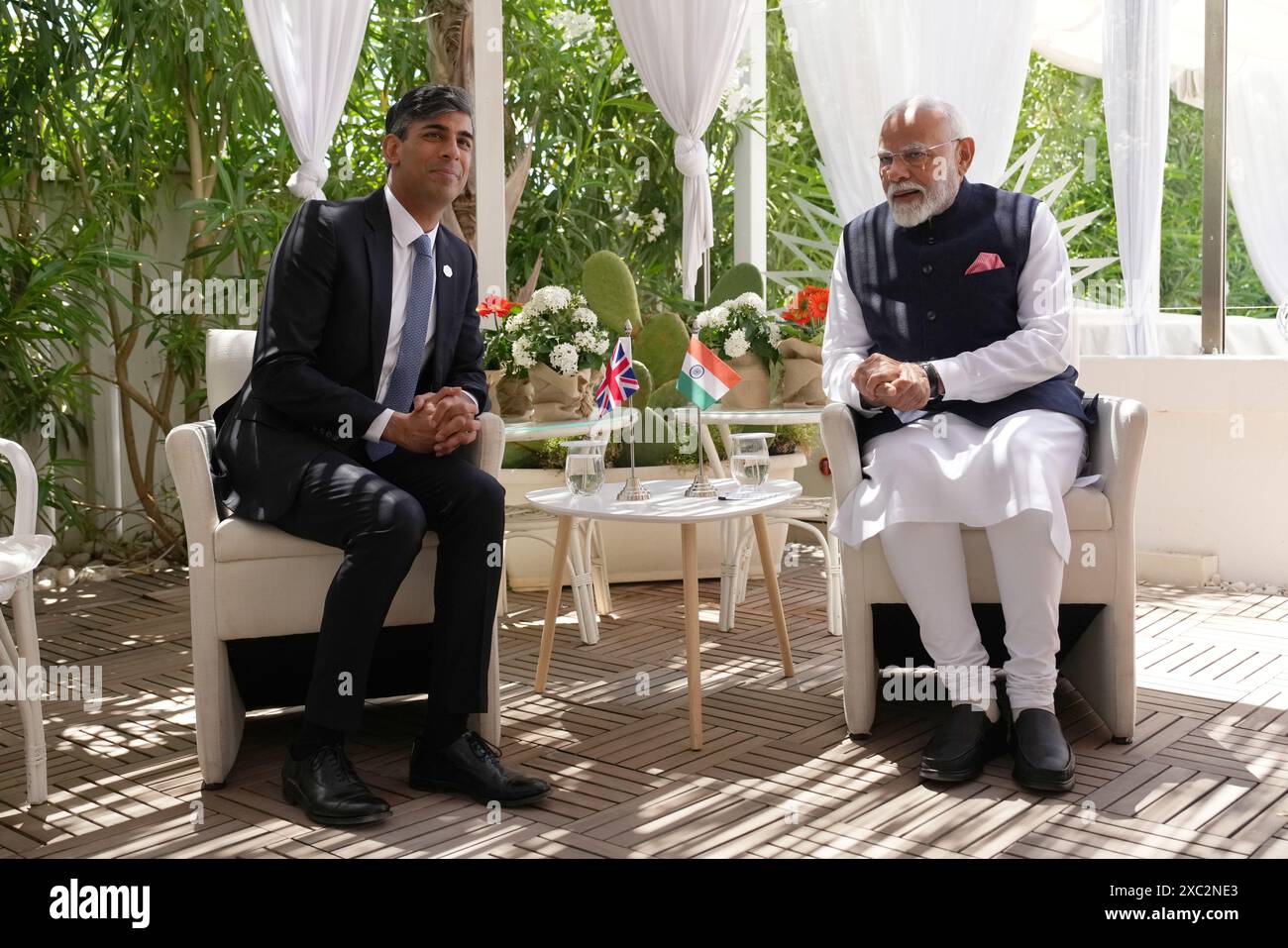 Prime Minister Rishi Sunak (left) attends a meeting with Prime Minister ...