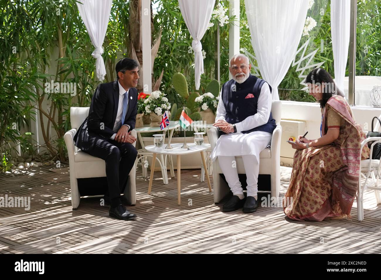 Prime Minister Rishi Sunak (left) attends a meeting with Prime Minister ...