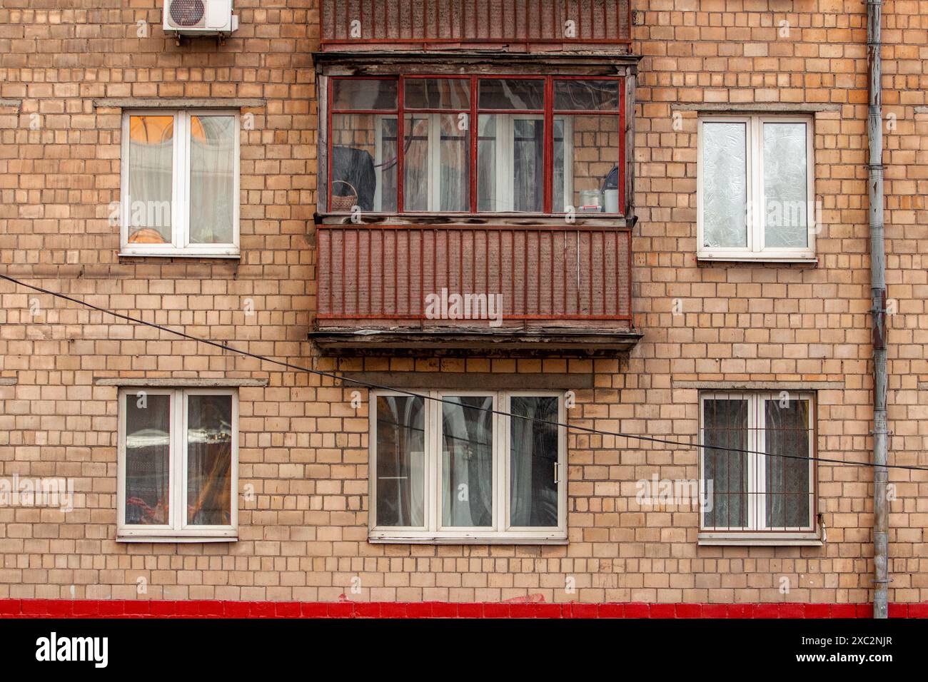 Old Khrushchev Moscow. Historic brick houses in the center of Russia ...