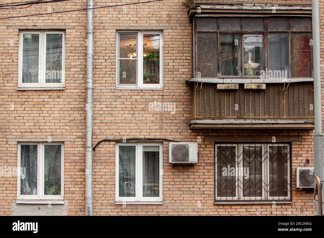 Old Khrushchev Moscow. Historic brick houses in the center of Russia ...