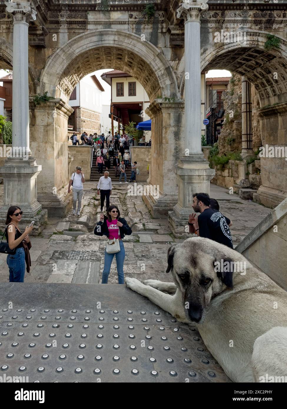 Antalya, Turkey -22 April, 2024. Hadrian's Roman Gate is a memorial ...