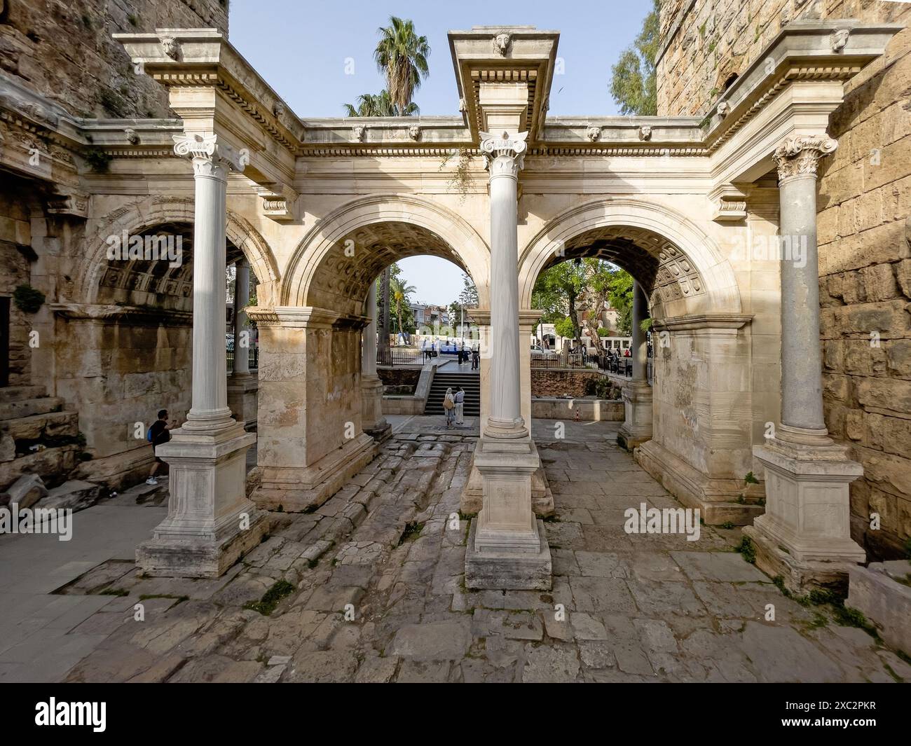 Antalya, Turkey -22 April, 2024. Hadrian's Roman Gate is a memorial ...