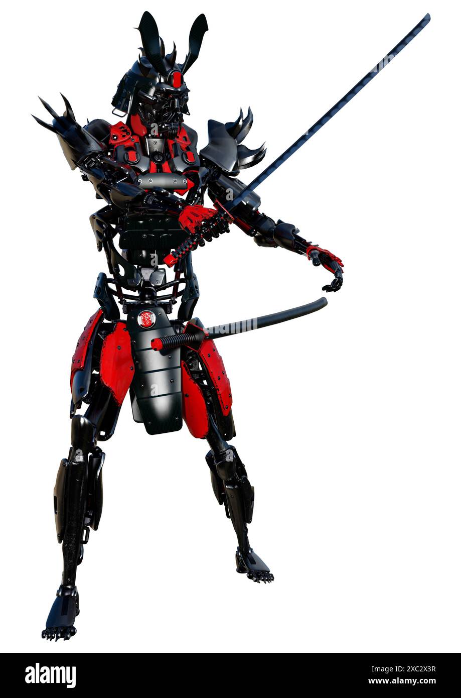 3D rendering of a male samurai robot isolated on white background Stock ...