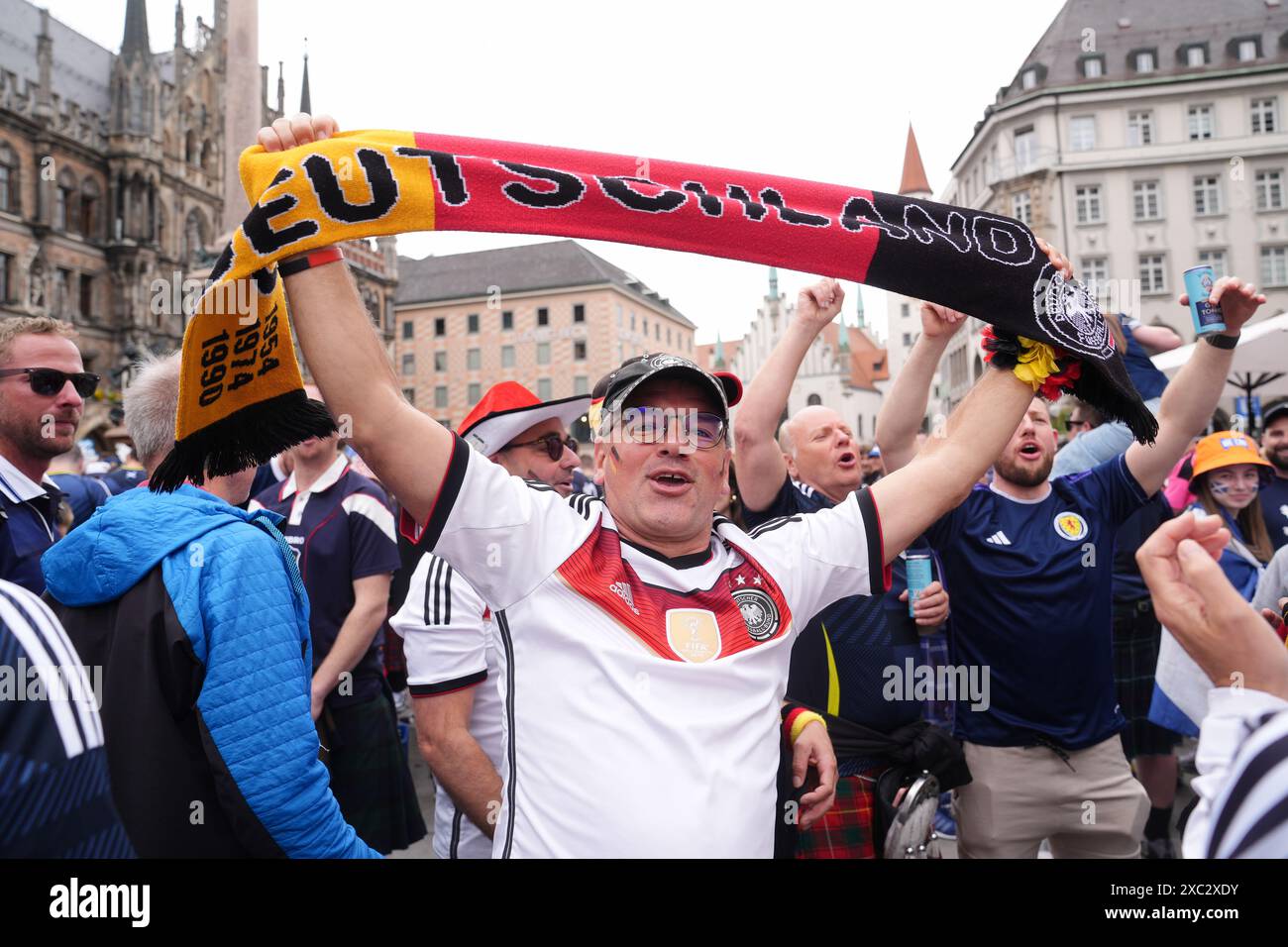 Germany and Scotland fans at Marienplatz square, Munich. Scotland will ...