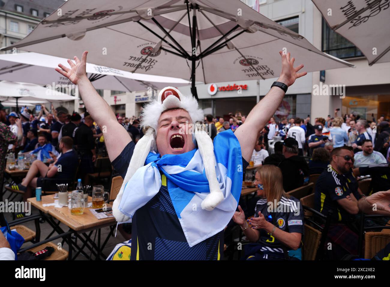 Scotland fans at Marienplatz square, Munich. Scotland will face Germany ...