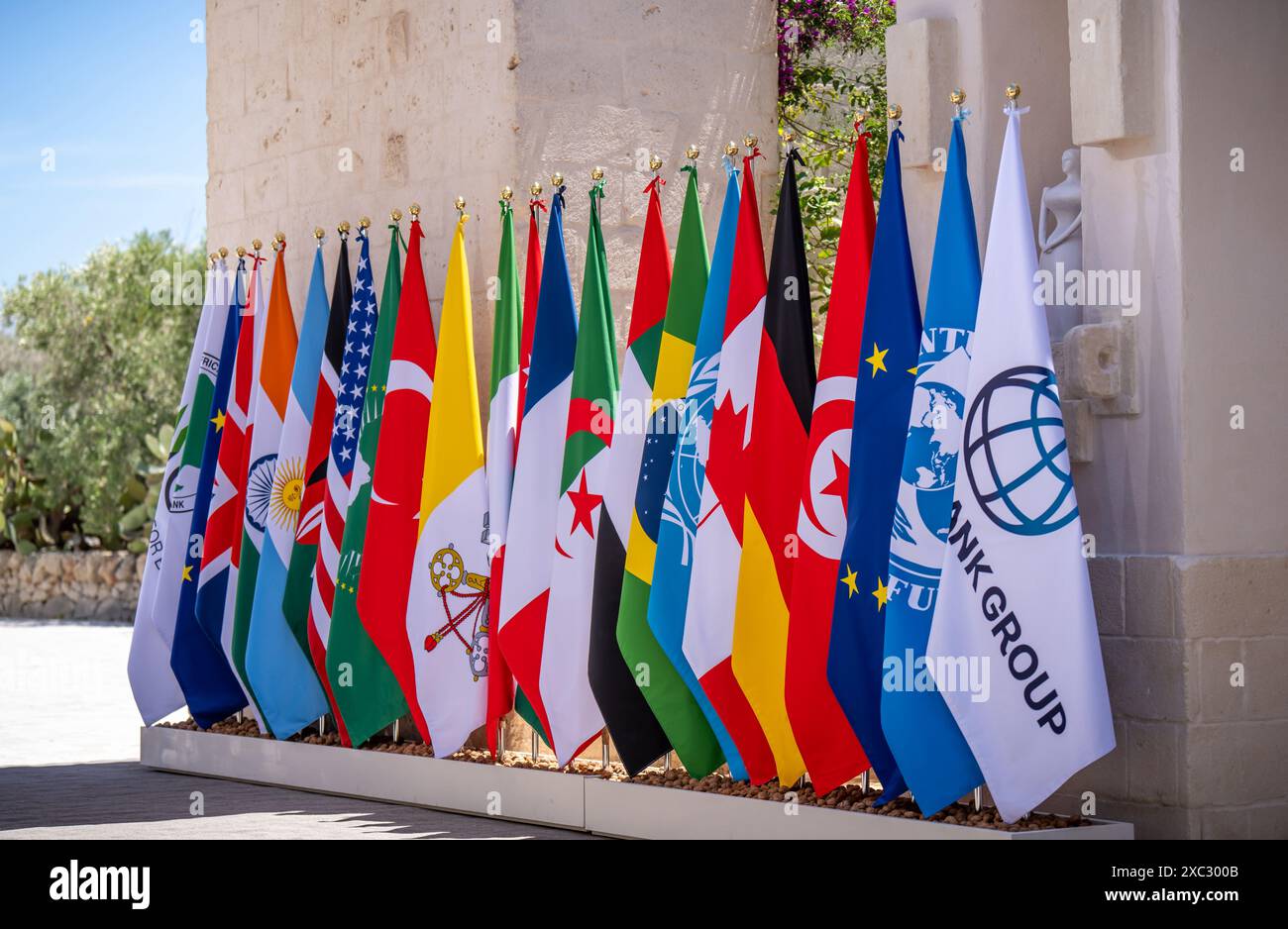 Bari, Italy. 14th June, 2024. The flags of the G7 and the outreach ...
