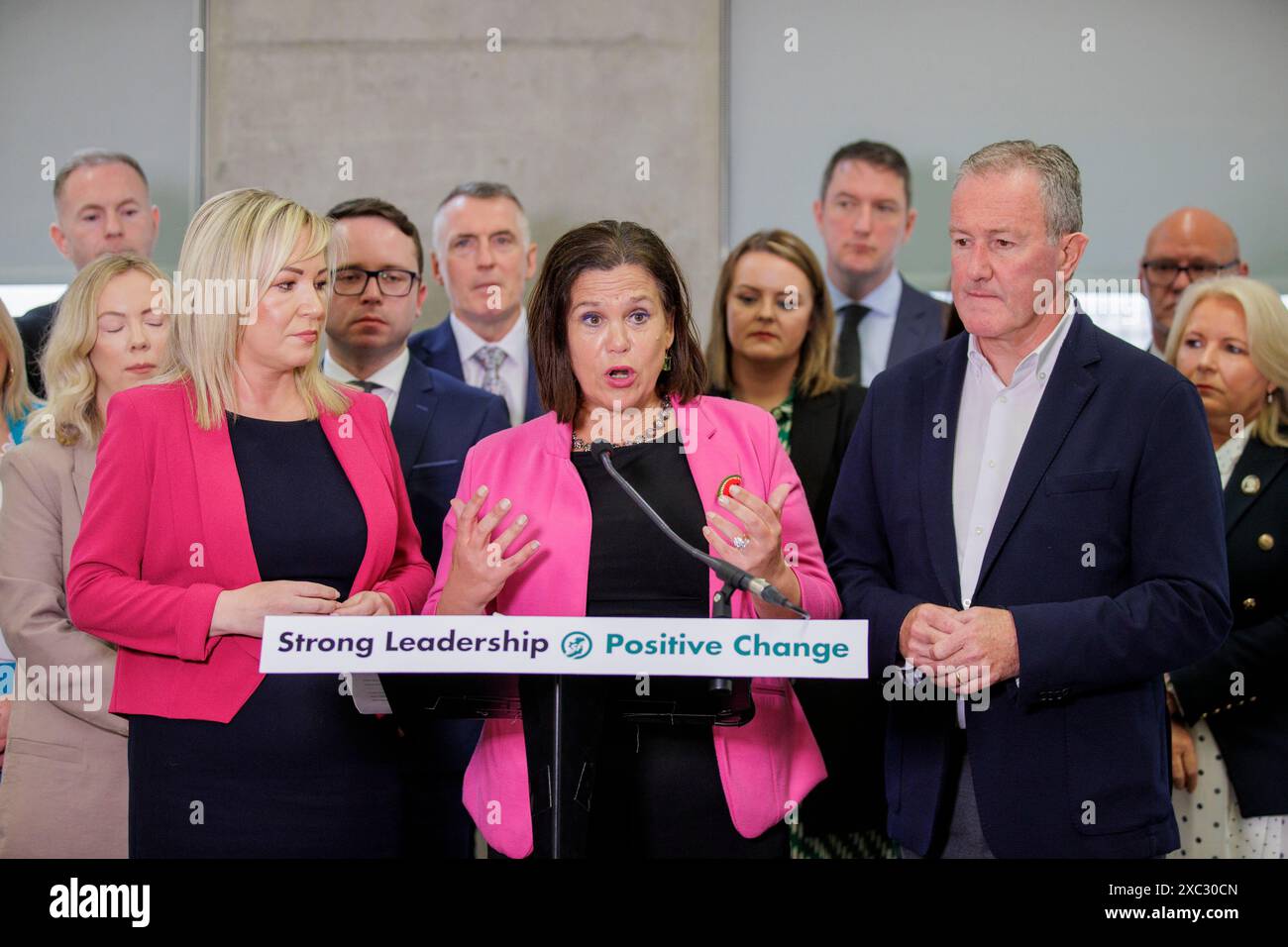 Sinn Fein's President Mary Lou McDonald (centre) Sinn Fein Vice ...