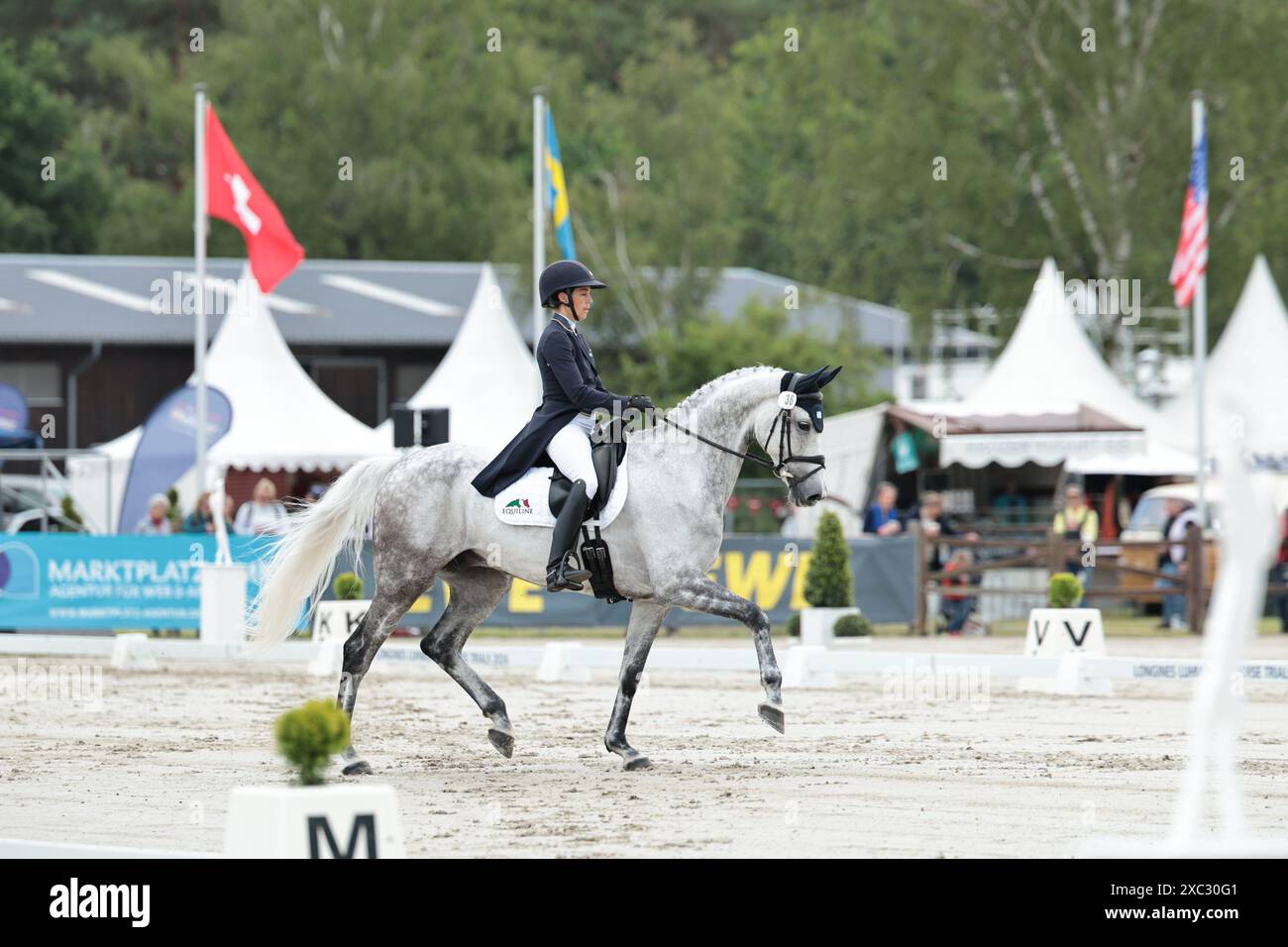Luhmuhlen, Germany, June 14, 2024 Louise Romeike of Sweden with Caspian ...