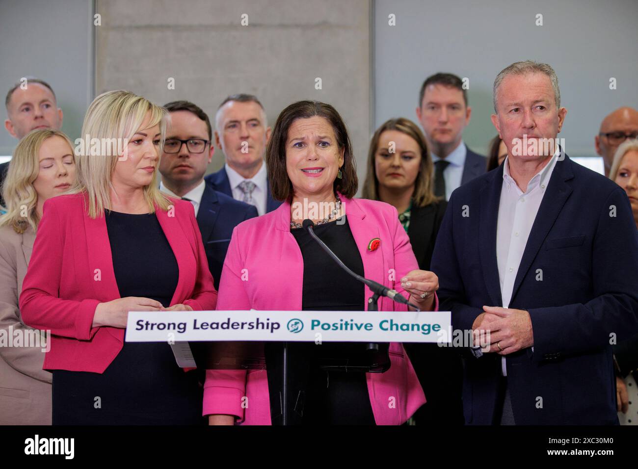 Sinn Fein's President Mary Lou McDonald (centre) Sinn Fein Vice ...