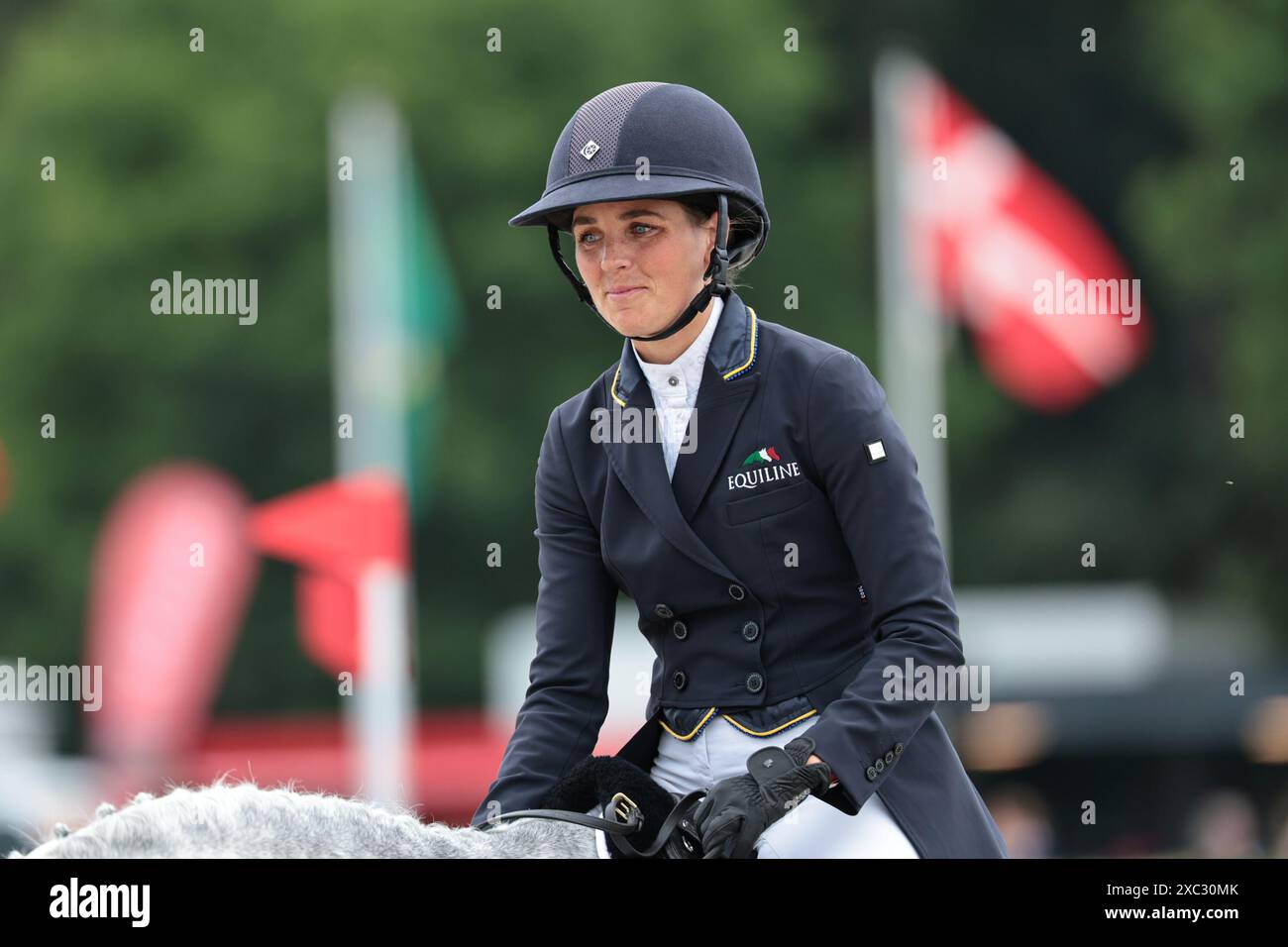 Luhmuhlen, Germany, June 14, 2024 Louise Romeike of Sweden with Caspian ...