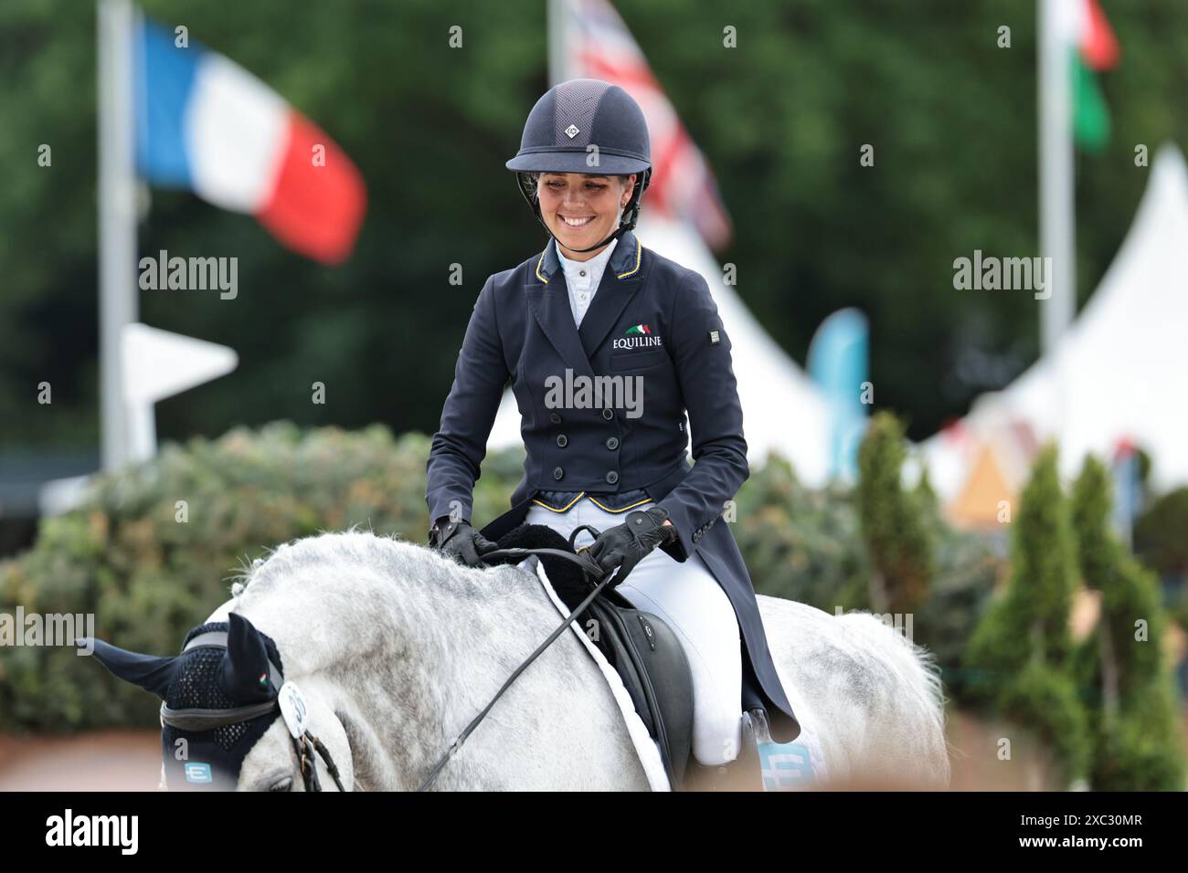 Luhmuhlen, Germany, June 14, 2024 Louise Romeike of Sweden with Caspian ...