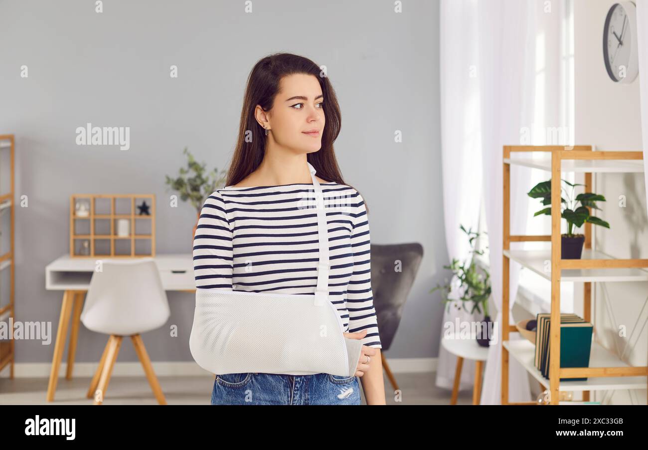 Injured adult wearing a cast at home hi-res stock photography and ...