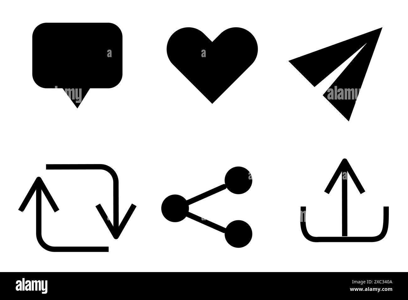 Vector social media icons. Black and white symbols. Communication and ...