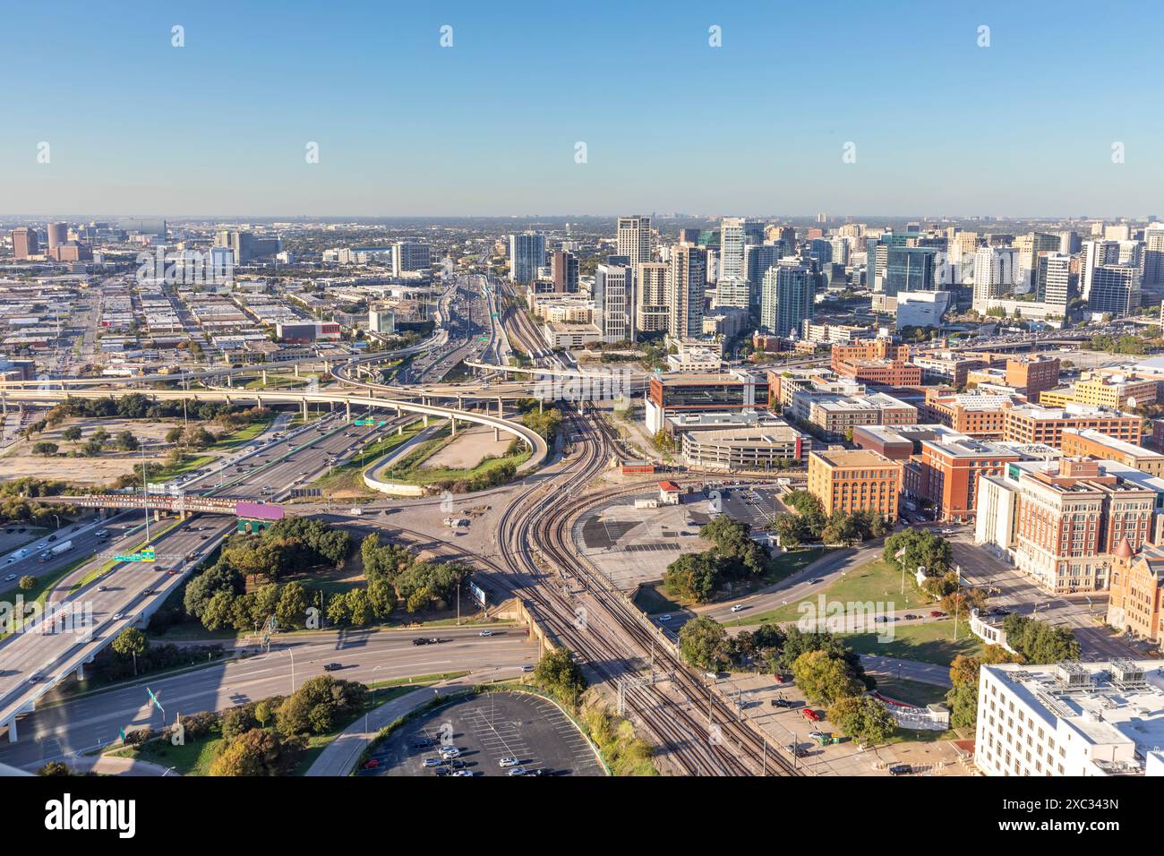 scenic view to highway,bridges and and infrastructure in late afternoon ...
