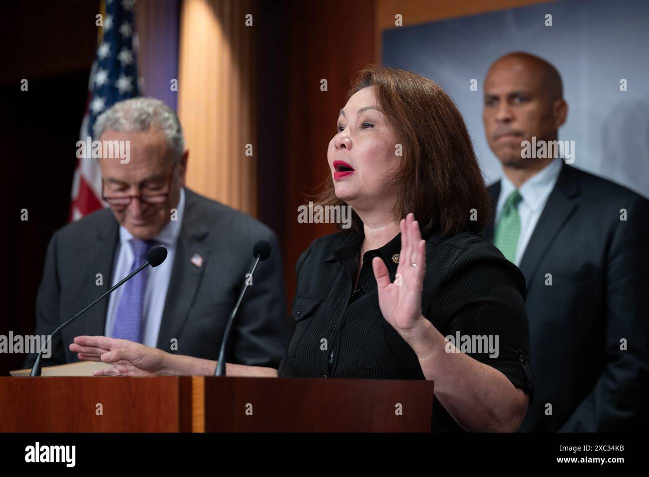 United States Senator Tammy Duckworth (Democrat of Illinois) at a press ...