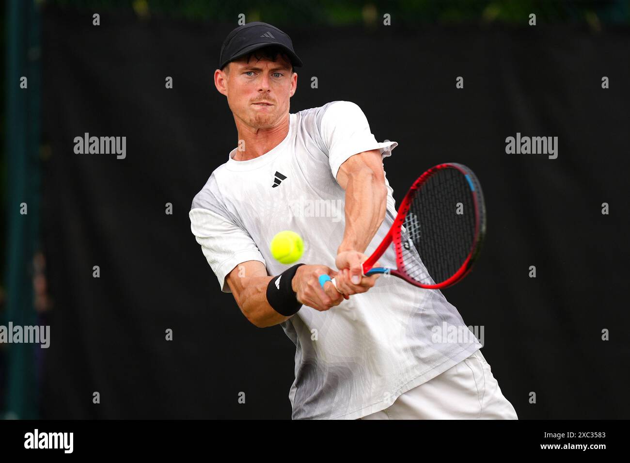 Billy Harris in action against Joao Fonseca (not pictured) on day five ...