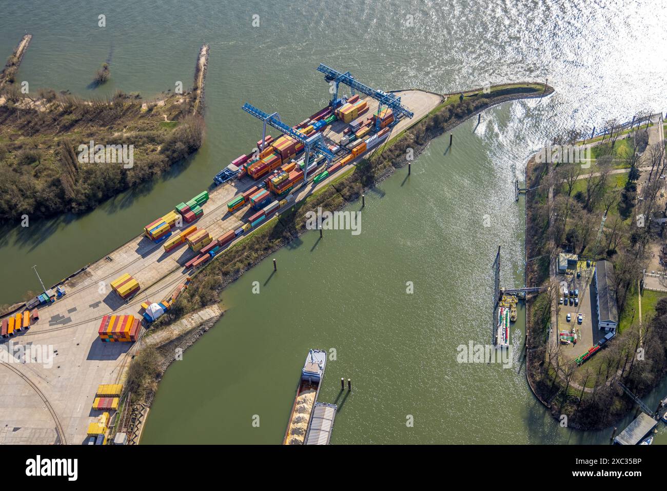 Aerial view, Port of Emmerich, Emmerich Container Terminal, Rhine-Waal ...