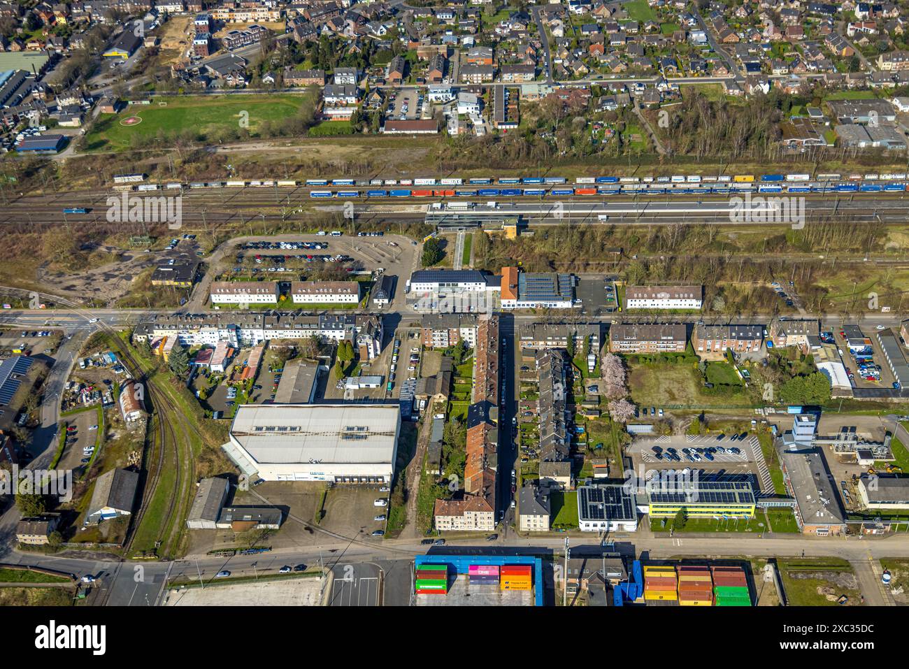 Aerial view, Emmerich main station with new platform and station ...