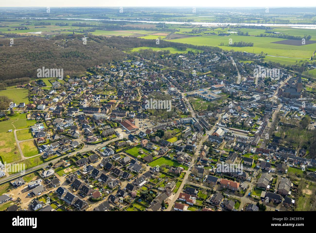 Aerial view, residential area, view of the district of Elten, behind ...
