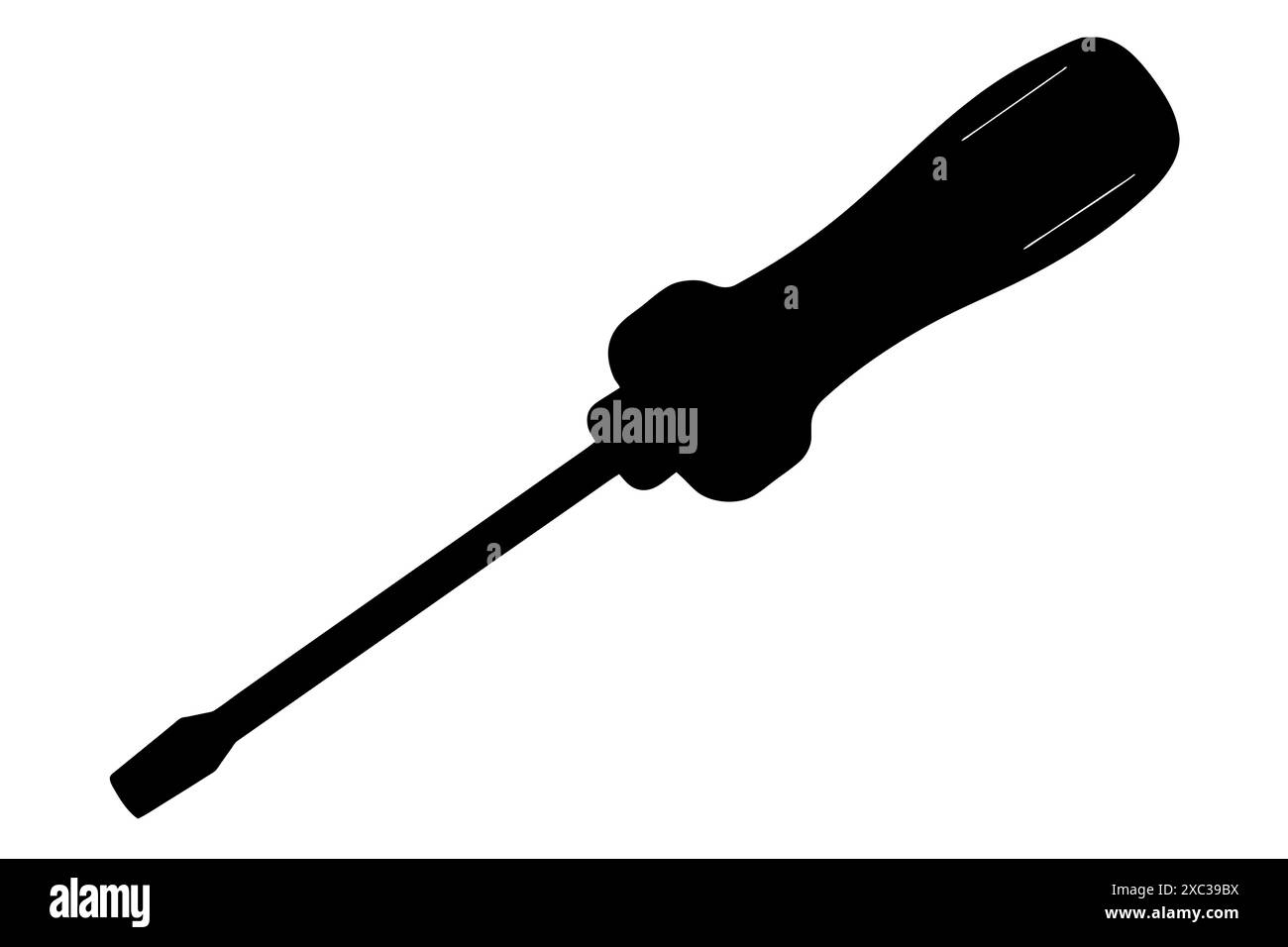 Black silhouette of screwdriver isolated on white background. Iconic ...
