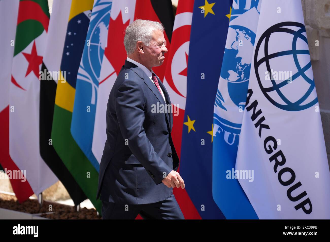 King Abdullah II bin Al-Hussein of Jordan arrives during the G7 leaders ...