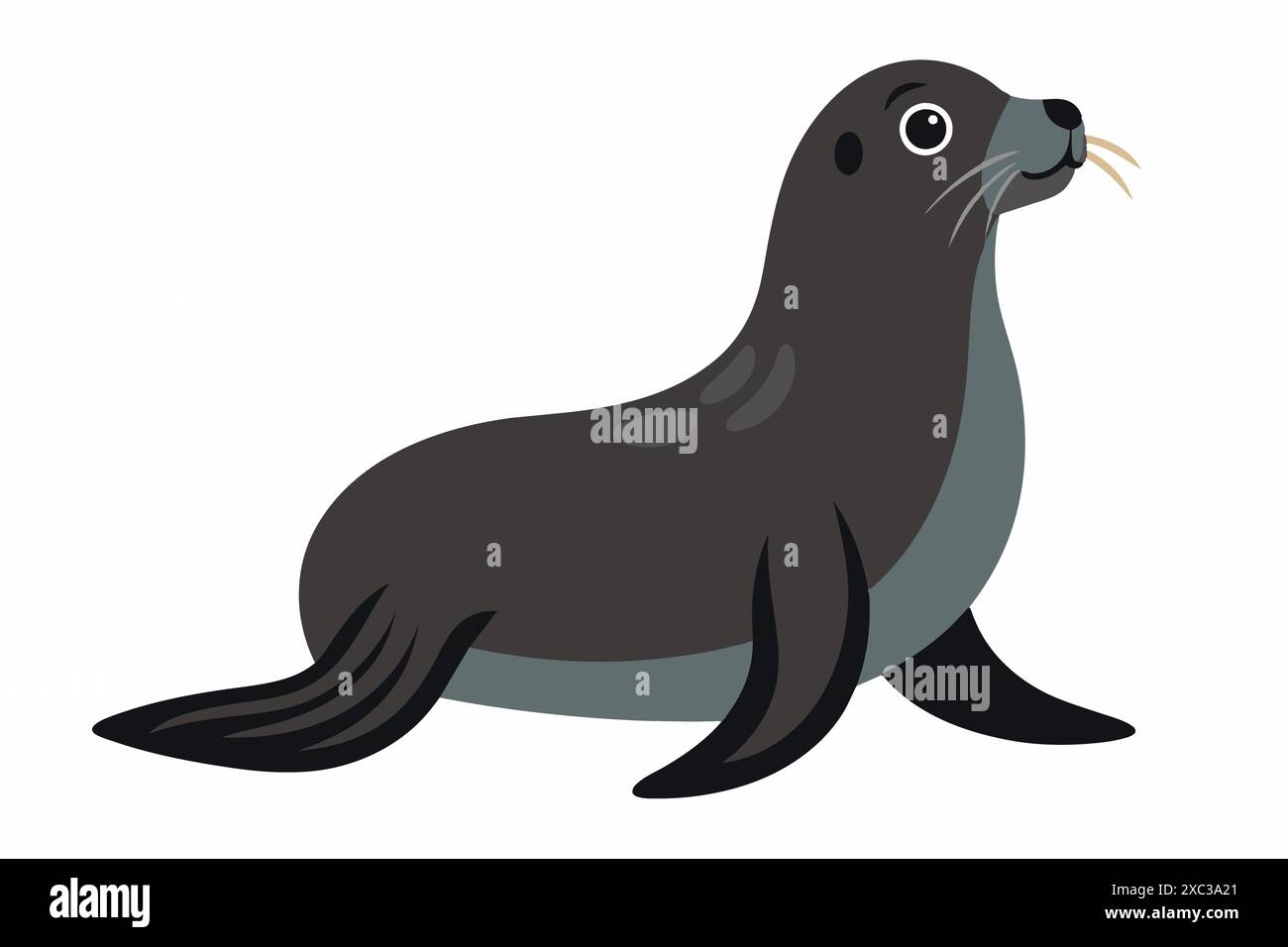 Cute cartoon sea lion illustration isolated on white background ...