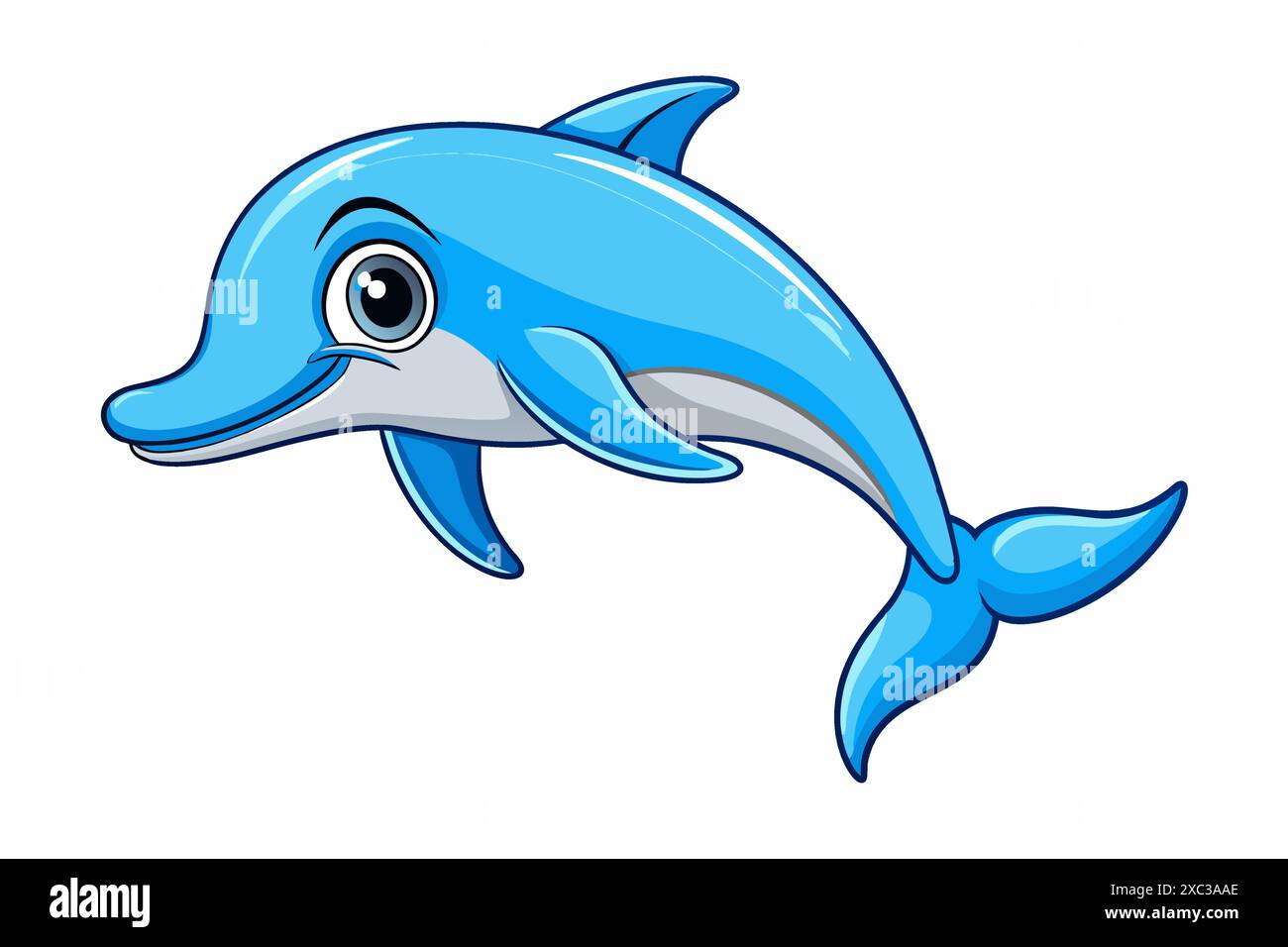 Cute cartoon dolphin illustration isolated on white background. Concept ...