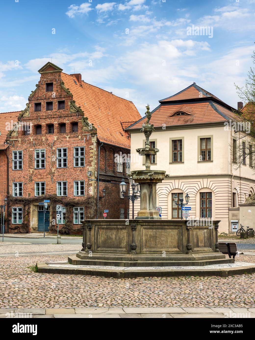 Old typical north germany brick buildings, in the old town of Lüneburg ...