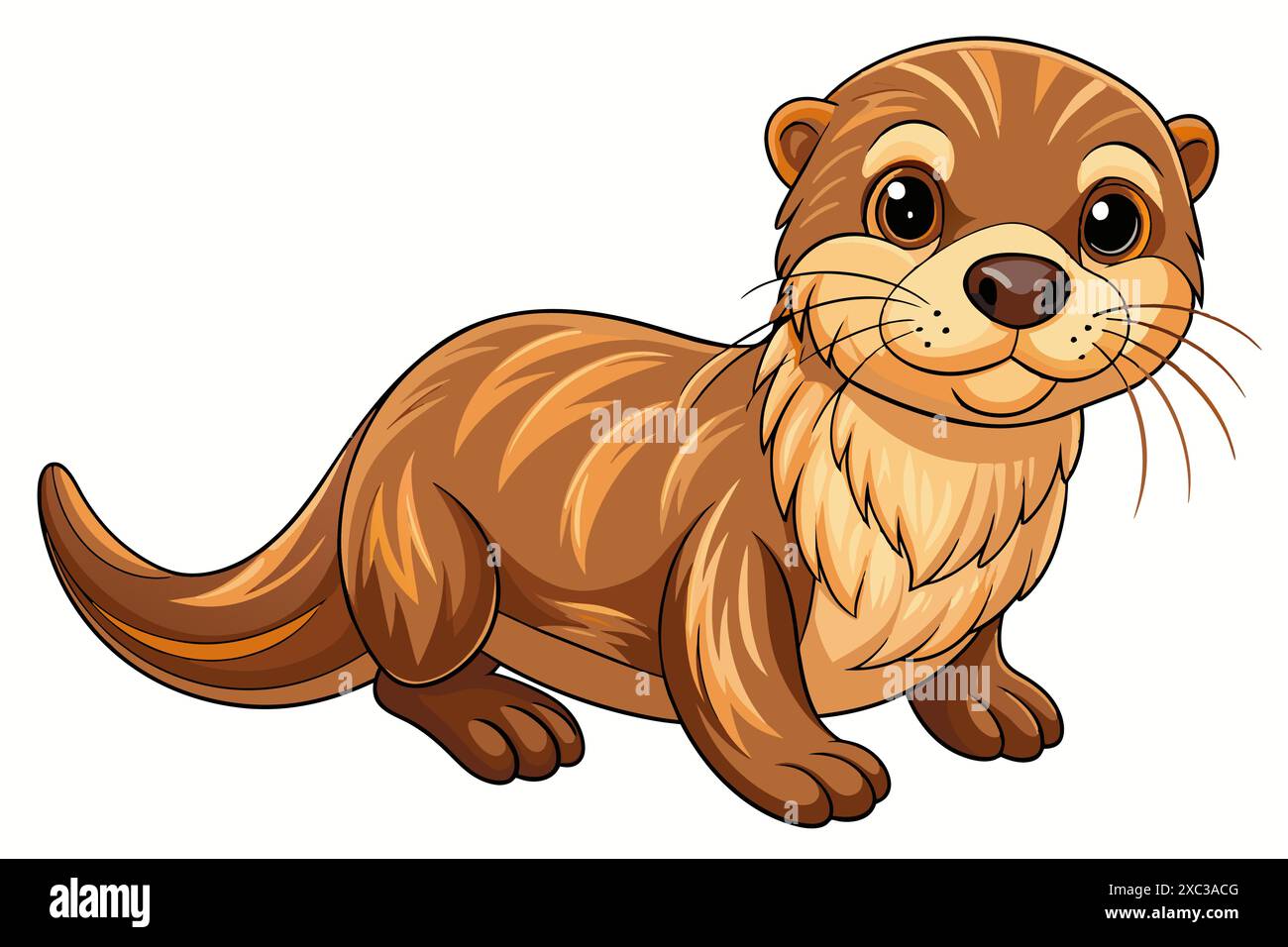 Cute cartoon sea otter isolated on white background. Concept of ...