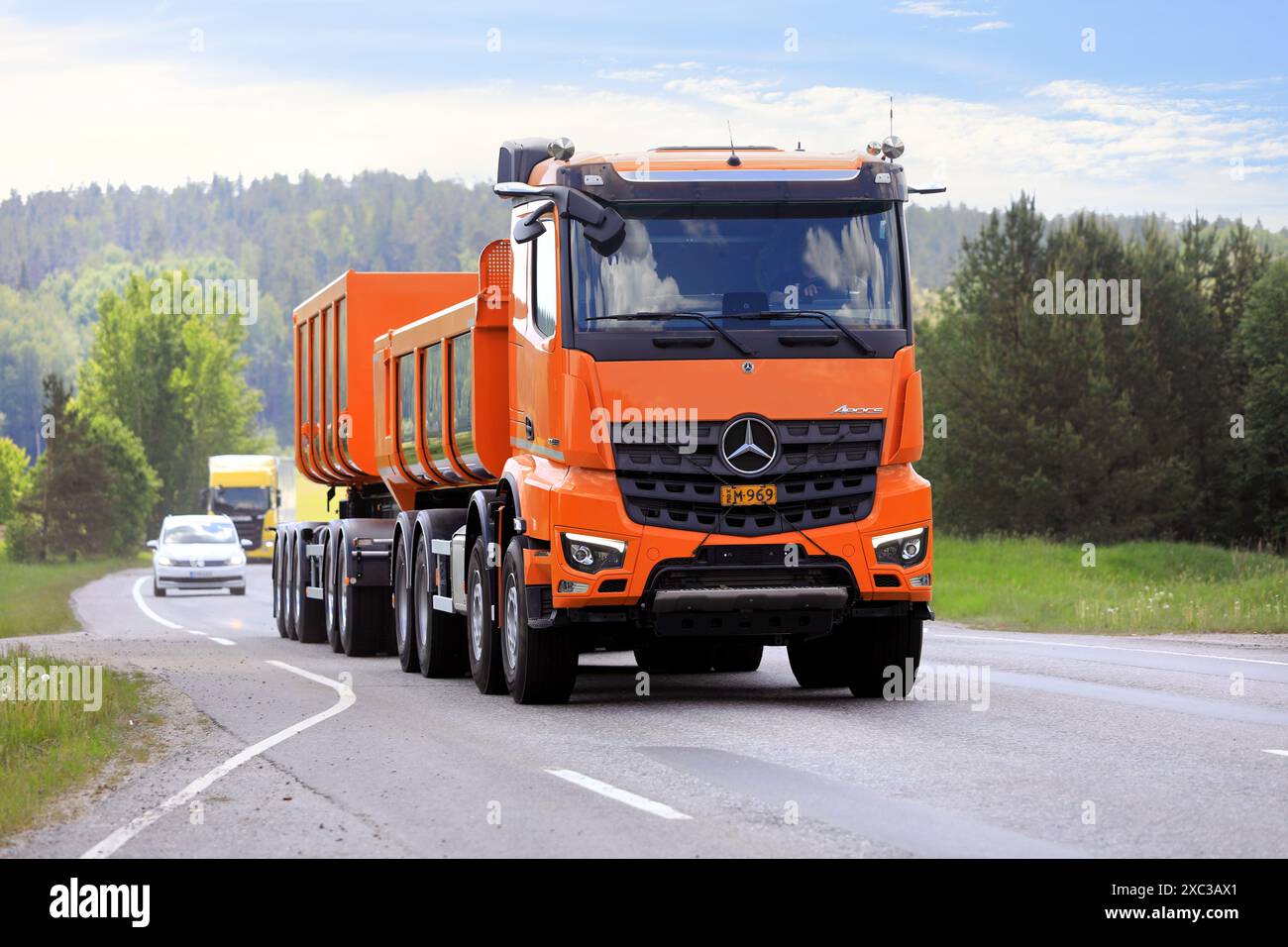 New, orange Mercedes-Benz Arocs 3258 dump truck for gravel transport ...