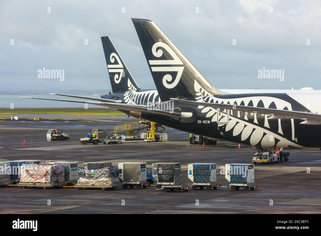 Loading cargo onto Air New Zealand 787-9 Dreamliners at Auckland ...