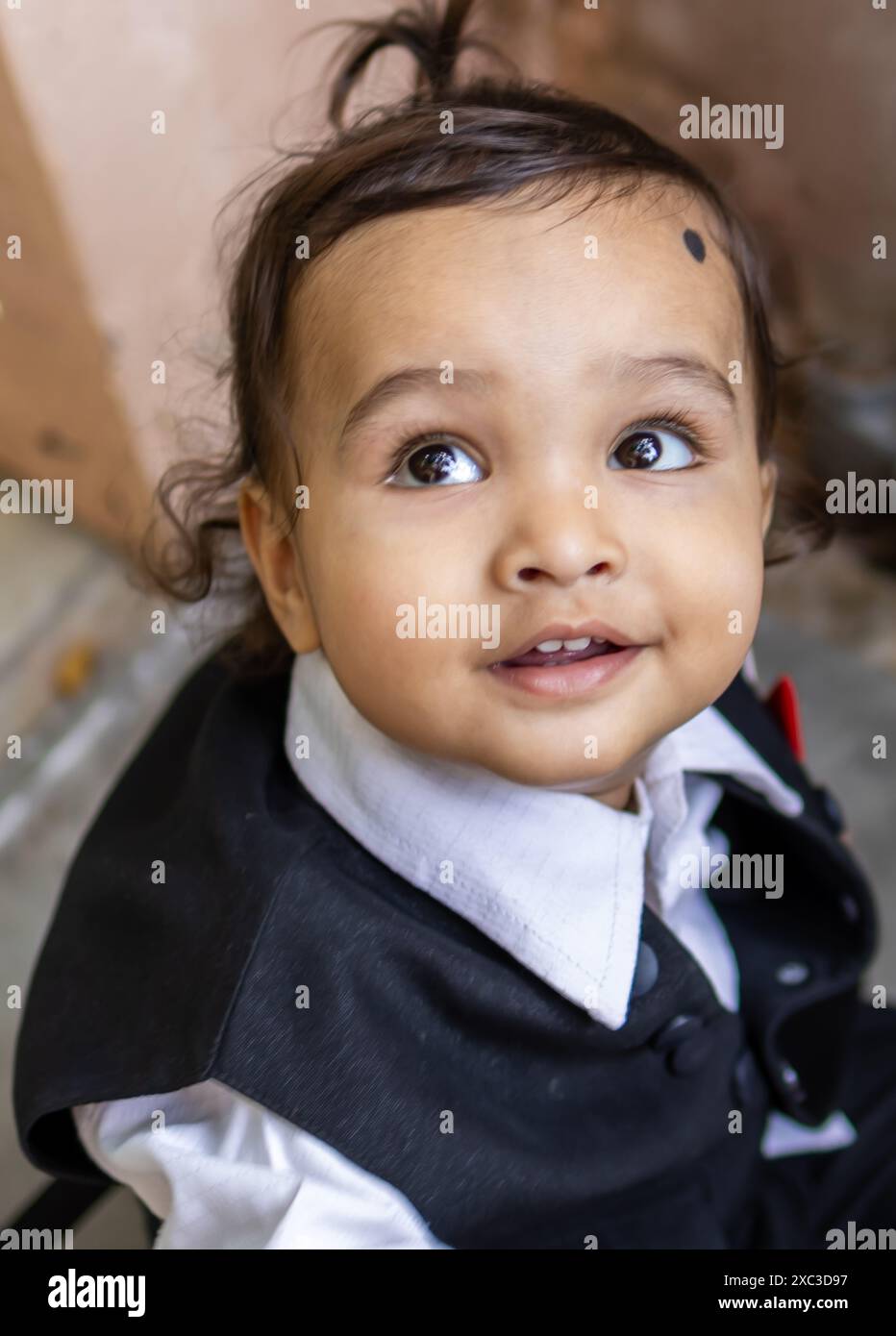 cute indian toddler baby boy in black suit at outdoor from different ...