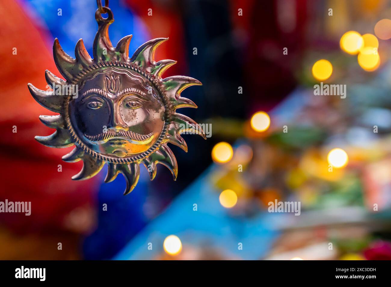 hindu holy sun god idol with blurred background at chhath festival at ...