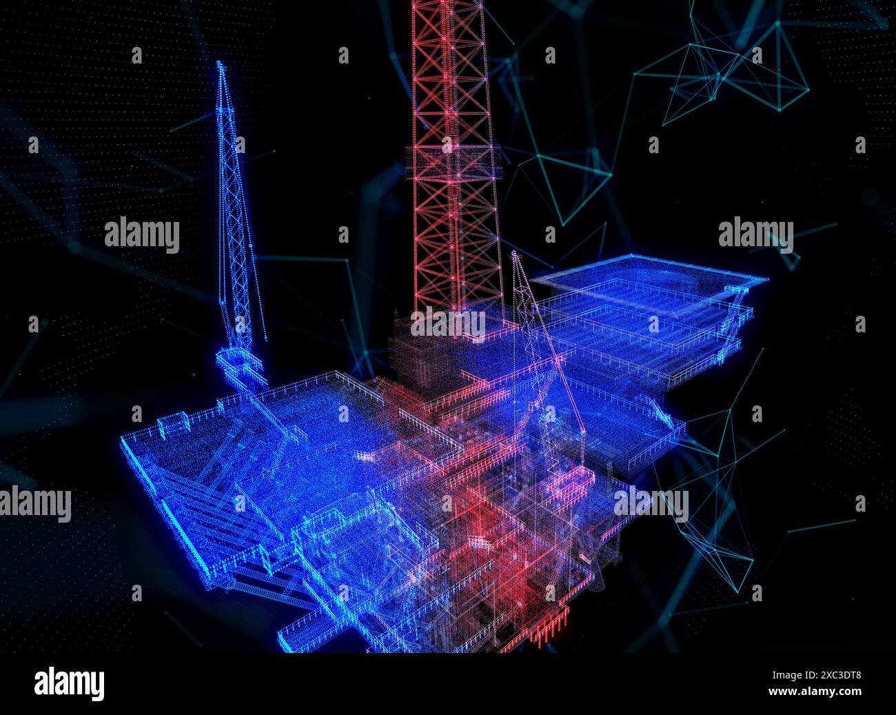 Ocean oil gas drilling rig. Offshore oil platform for production of oil ...
