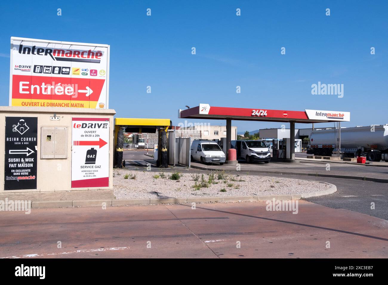 A petrol station at the Intermarche supermarket in Thuir in the ...