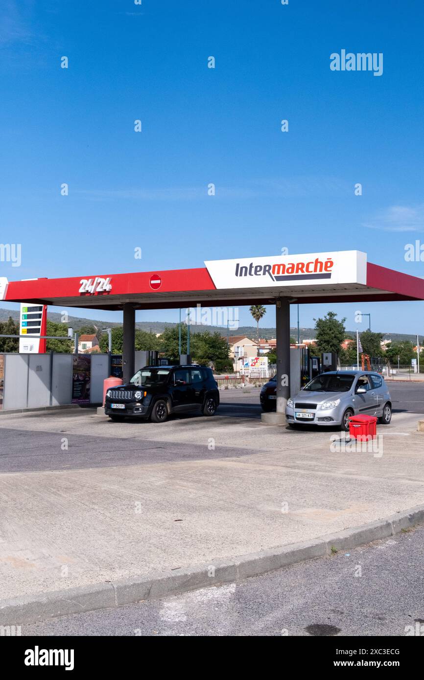A petrol station at the Intermarche supermarket in Thuir in the ...