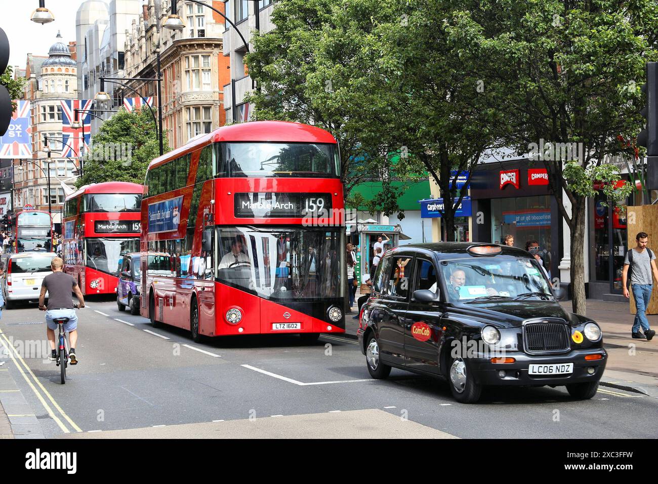 LONDON, UK - JULY 7, 2016: People ride New Routemaster bus in Oxford ...