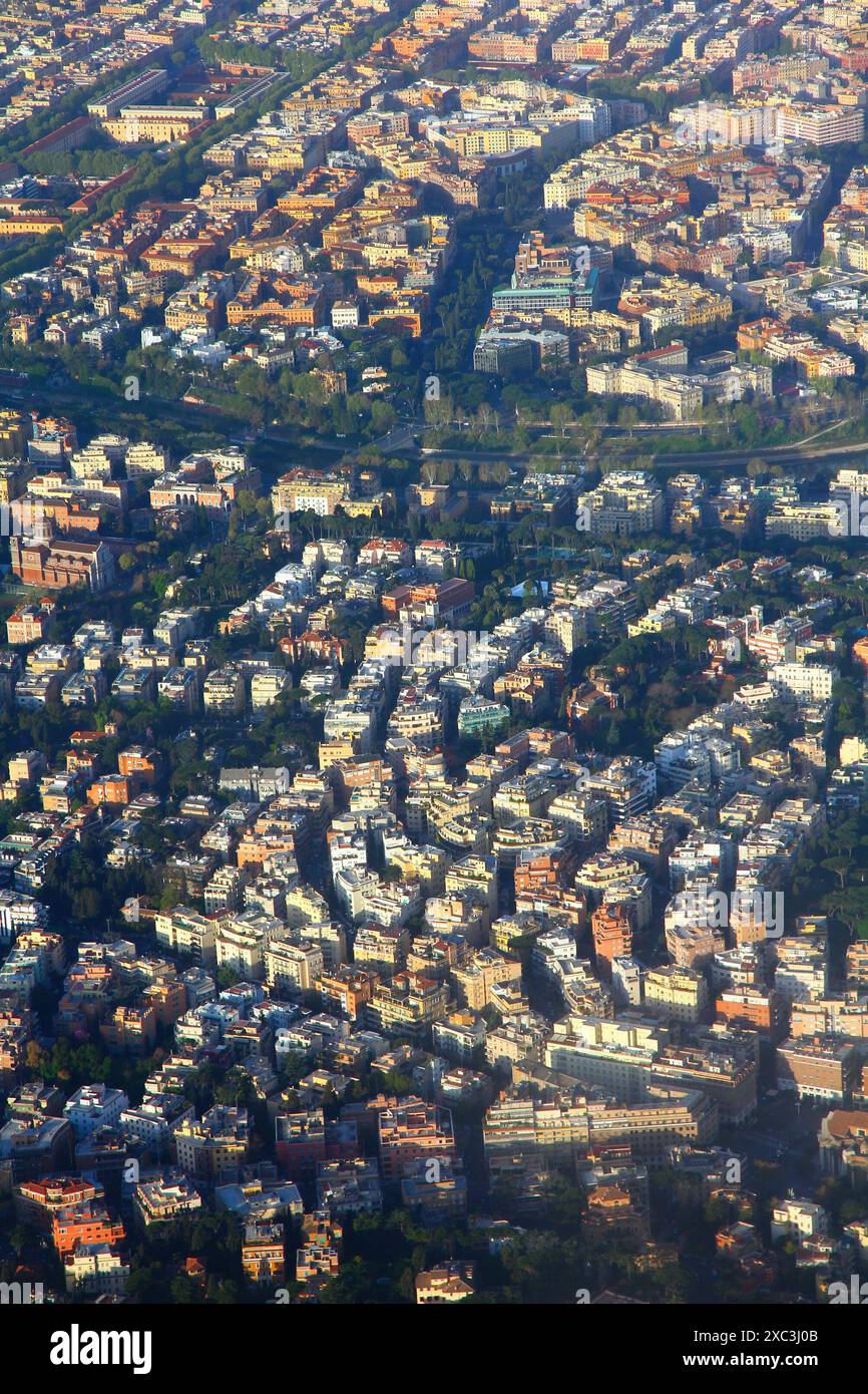 Rome, Italy - city aerial view of Municipio II and Vittoria districts ...