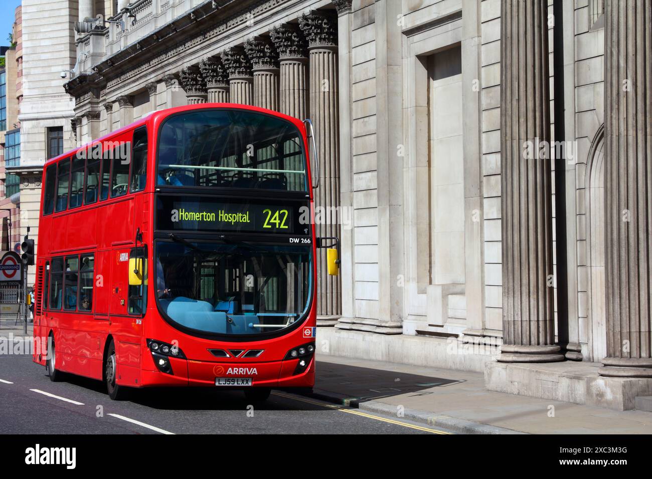 LONDON, UK - MAY 13, 2012: People ride London Bus in Bank Junction ...
