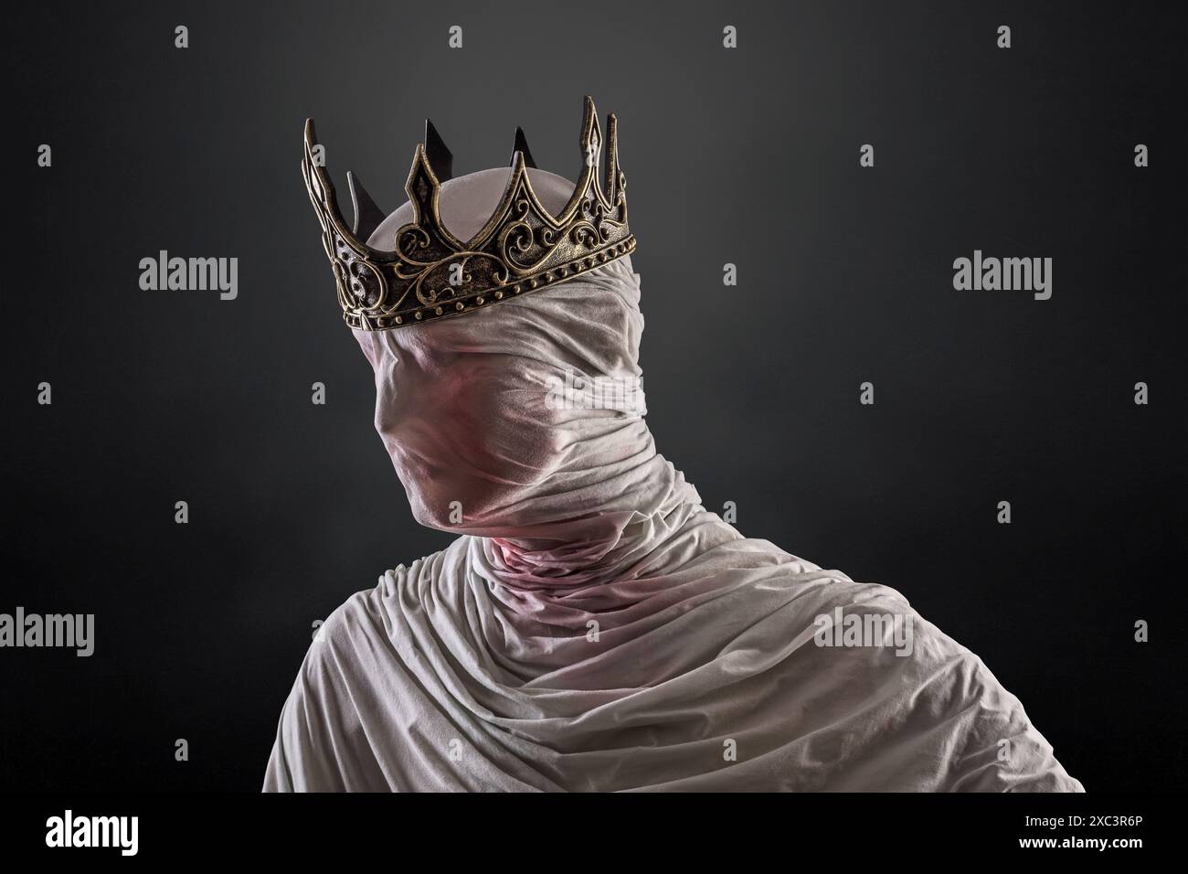 Ghost of a queen or king in blood over dark misty background Stock ...