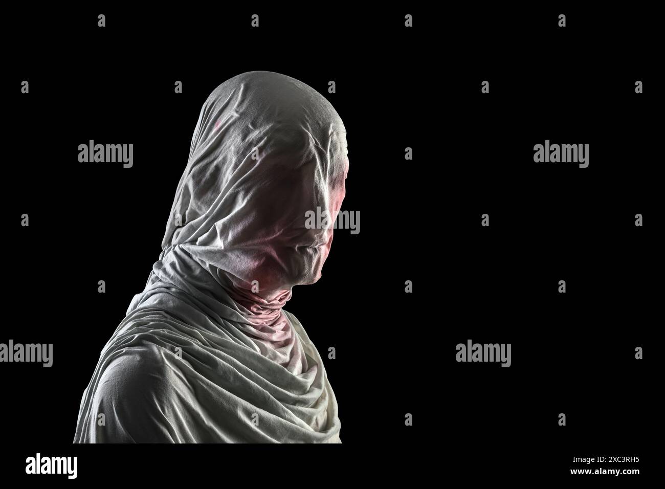Portrait of a scary ghost isolated on black background with clipping ...