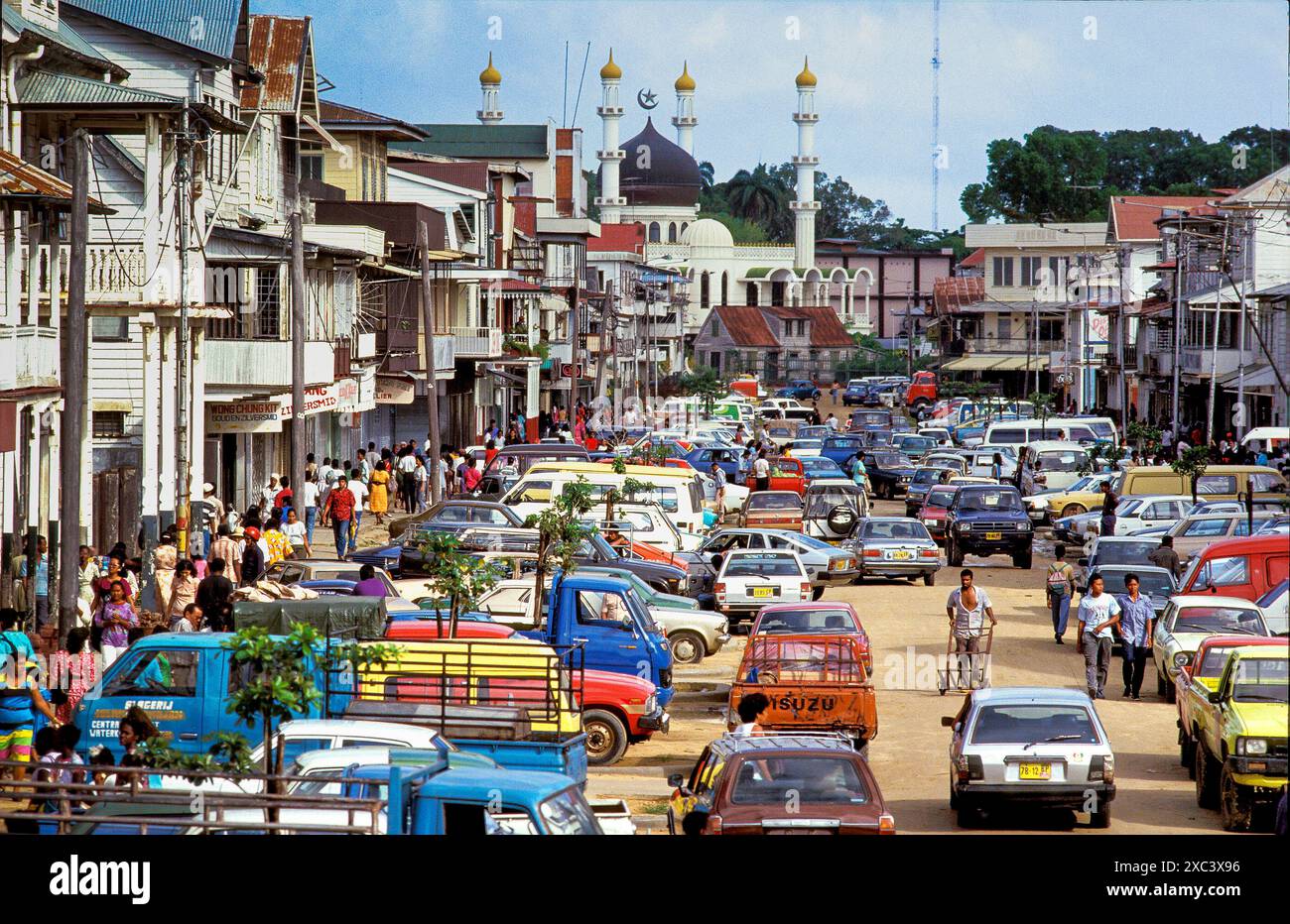 Suriname Paramaribo. Shoppingstreet in Paramaribo city and the ...