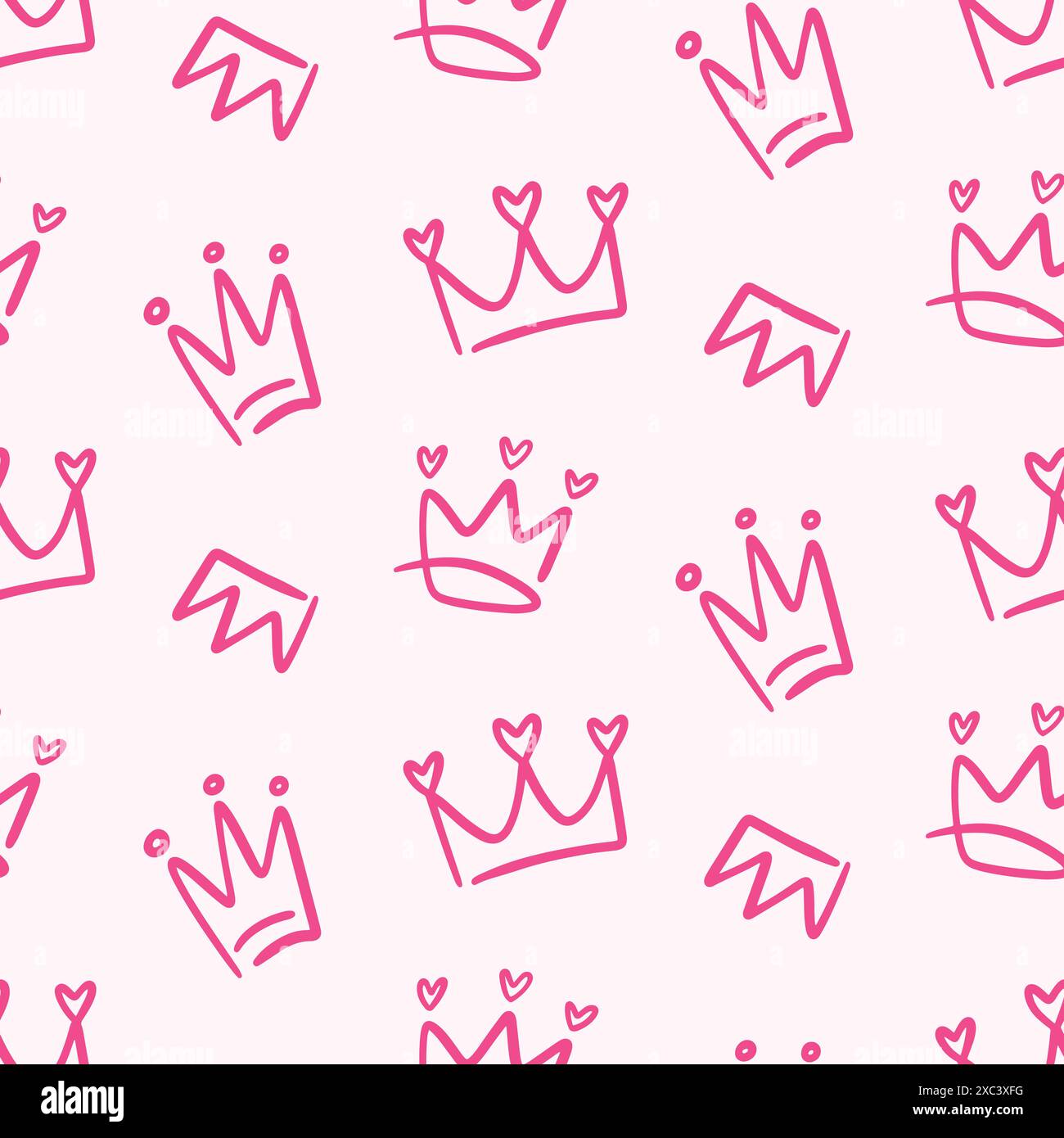 Cute Hand drawn crowns doodles seamless pattern Stock Vector Image ...