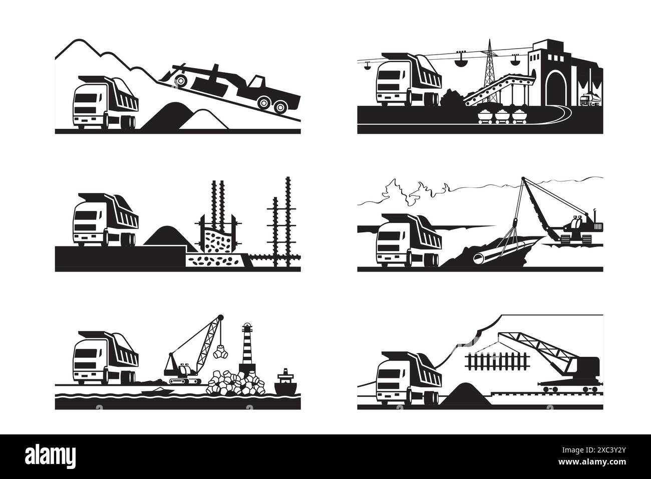 Dump trucks and different industries - vector illustration Stock Vector ...