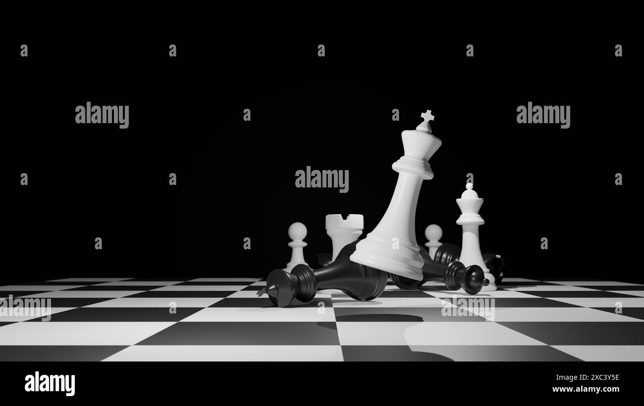 Chess pieces representing business strategy and growth. 3D Illustration ...