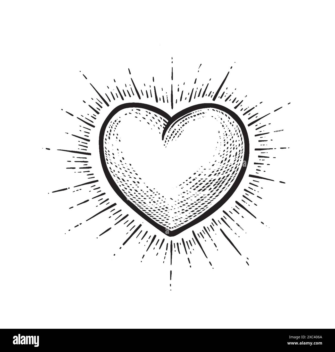 Rays heart design Black and White Stock Photos & Images - Alamy